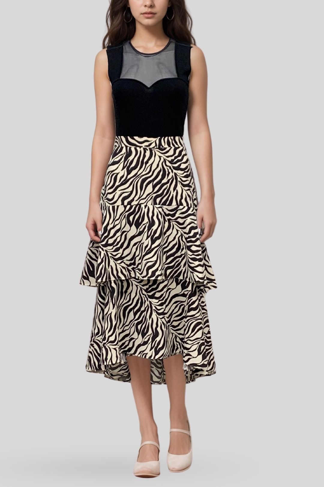 Hire Layered Zebra Print Skirt | Veronika Maine | GlamCorner