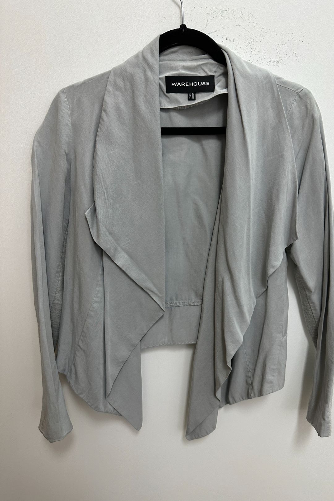 Buy Light Blue Grey Waterfall Drape Jacket | Warehouse UK | GlamCorner
