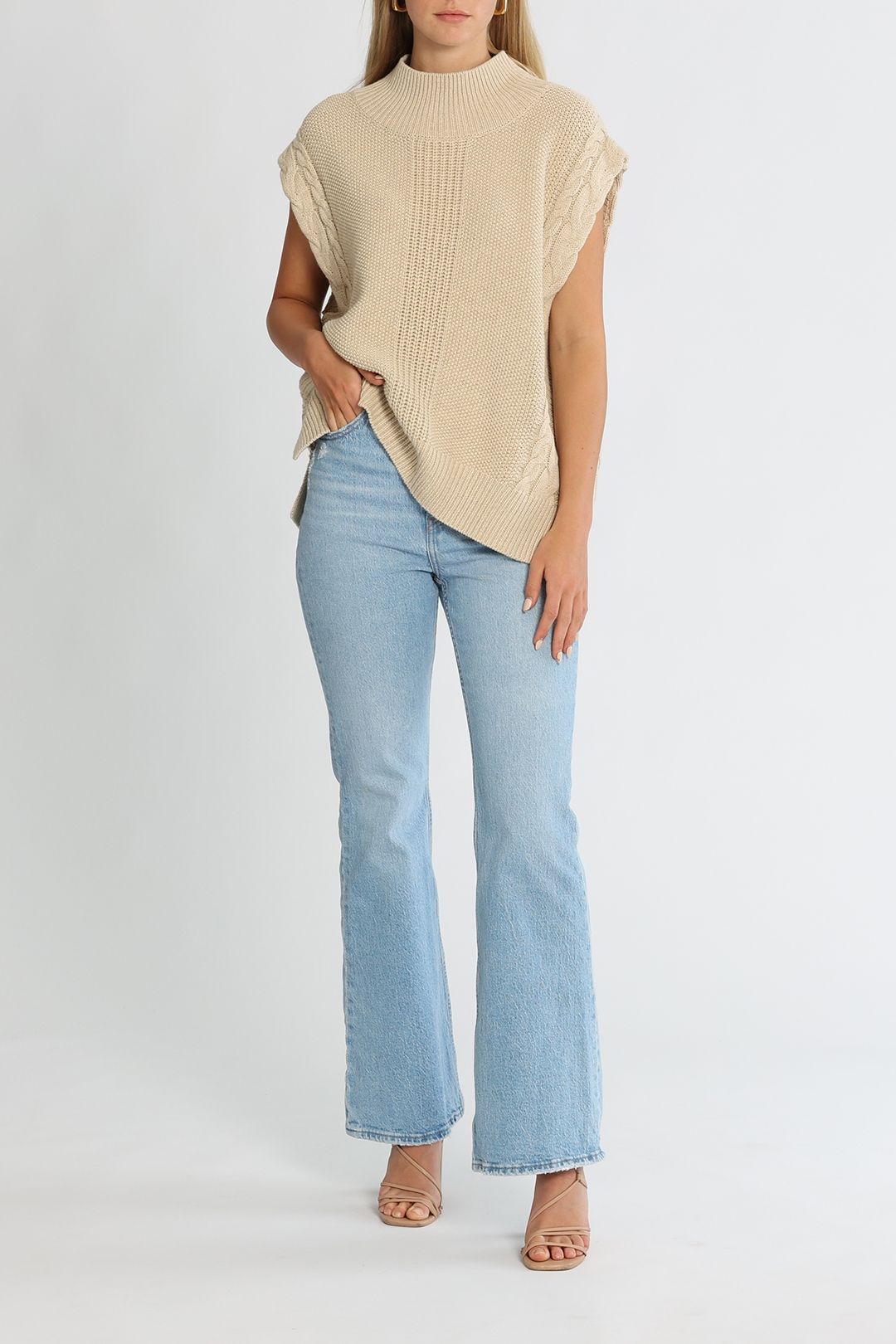 Hire Sleevless Cable Tank in Oatmeal | Whistles | GlamCorner