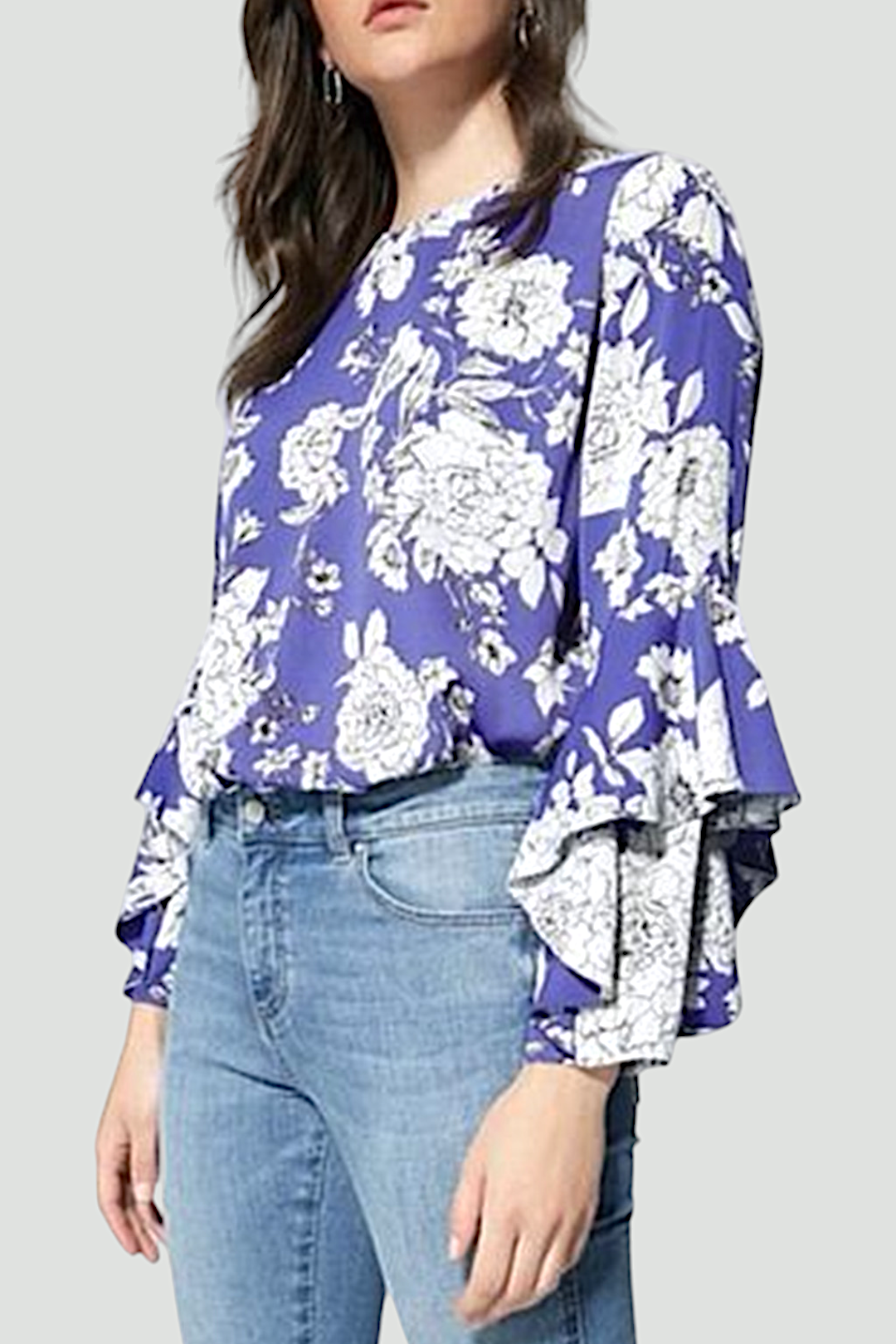 Buy Blue Floral Print Blouse | Witchery | GlamCorner
