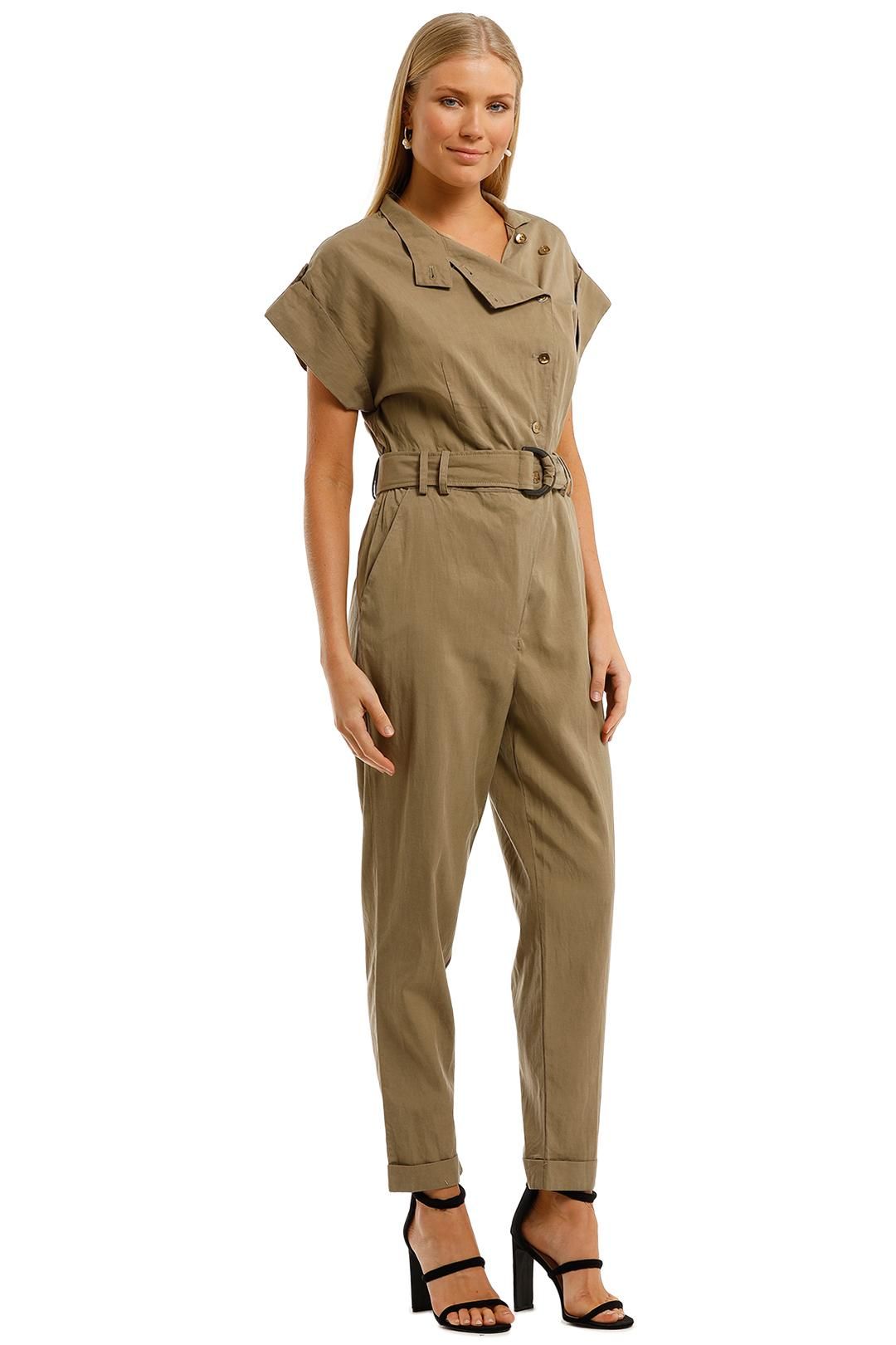 Utility Jumpsuit in Pale Khaki Green by Witchery for Hire | GlamCorner