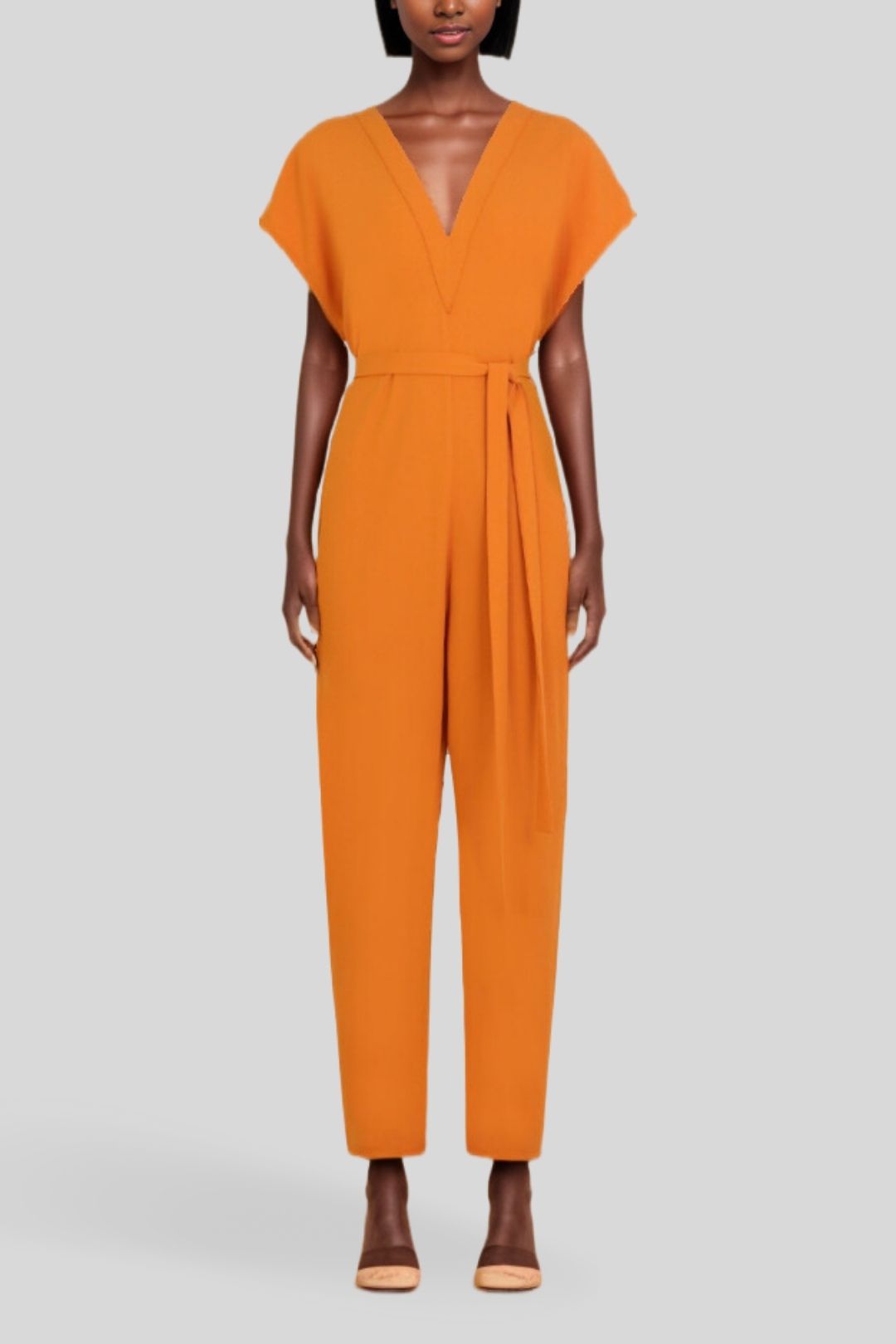 Hire Fluid Easy V Jumpsuit Orange | Maison Poi | GlamCorner