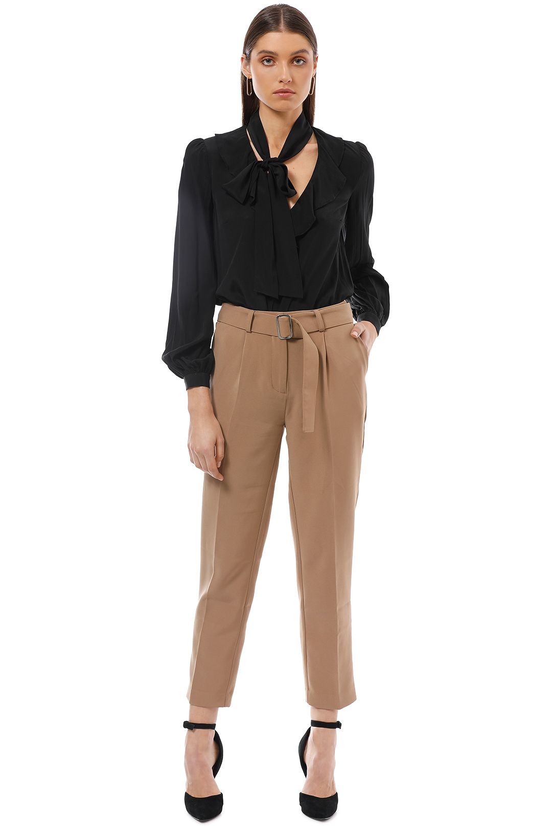 Flounce Neck Blouse in Black by Zimmermann for Rent