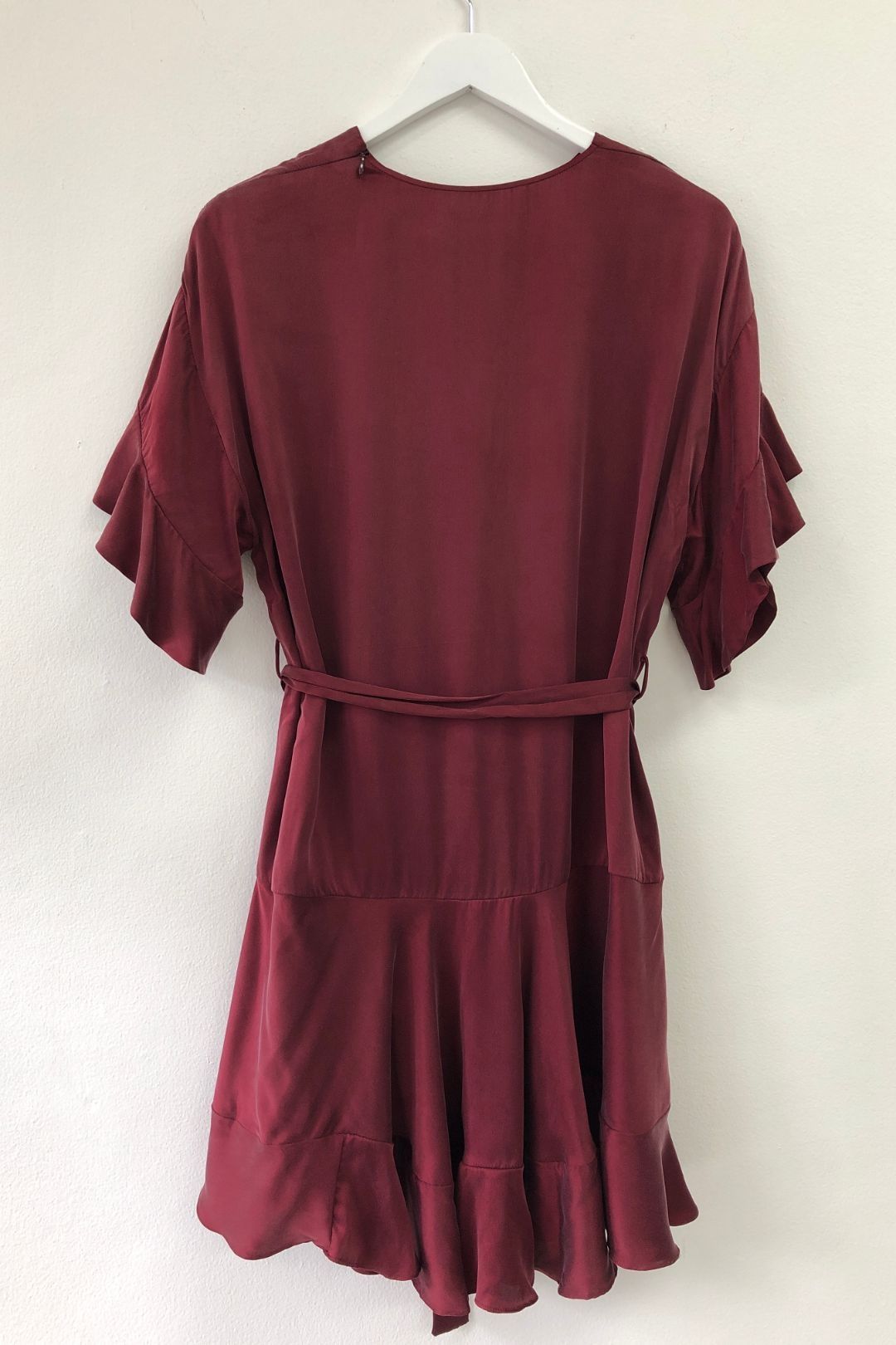 Buy Burgundy Sueded Flounce Silk Dress | Zimmermann | GlamCorner