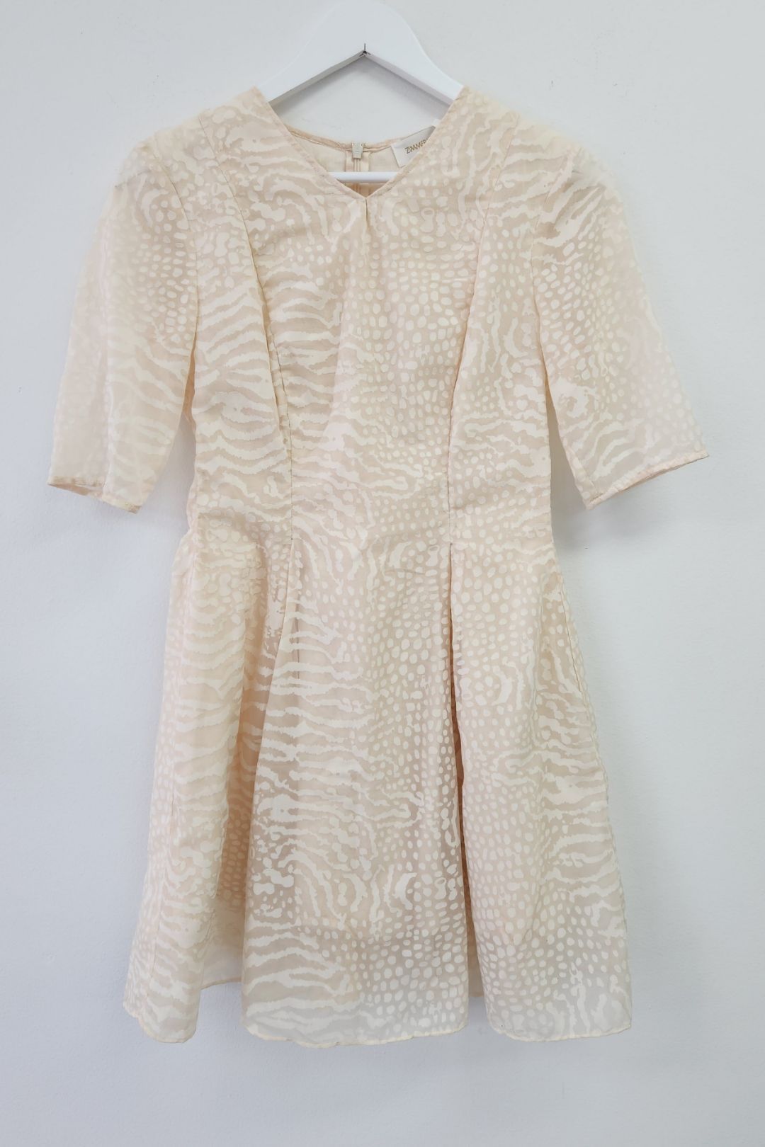 Buy Cream Short Sleeve Mini Dress | Zimmermann | GlamCorner