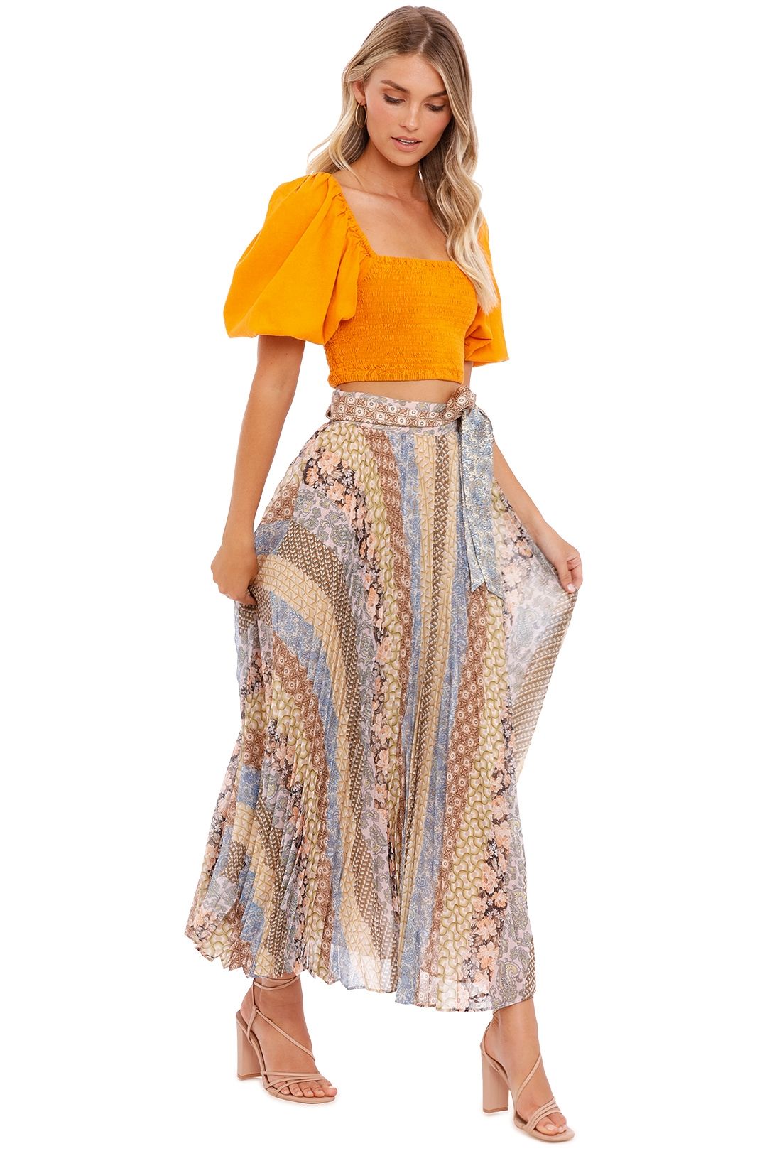 Hire Sunray Skirt in Tiled Stripe | Zimmermann | GlamCorner